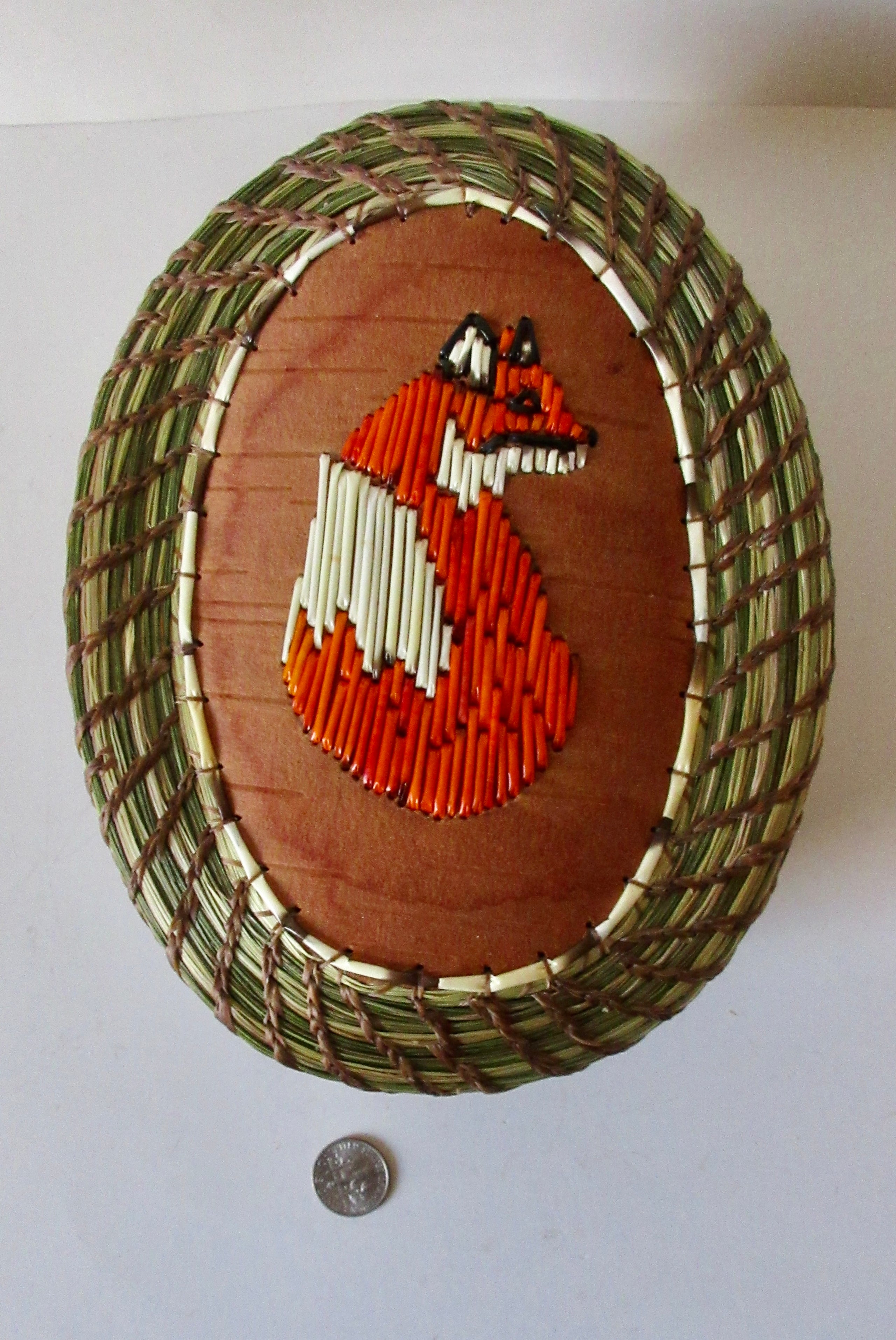 Seated Fox; Porcupine quill/Birchbark/Coiled Sweetgrass: Paul St John ...