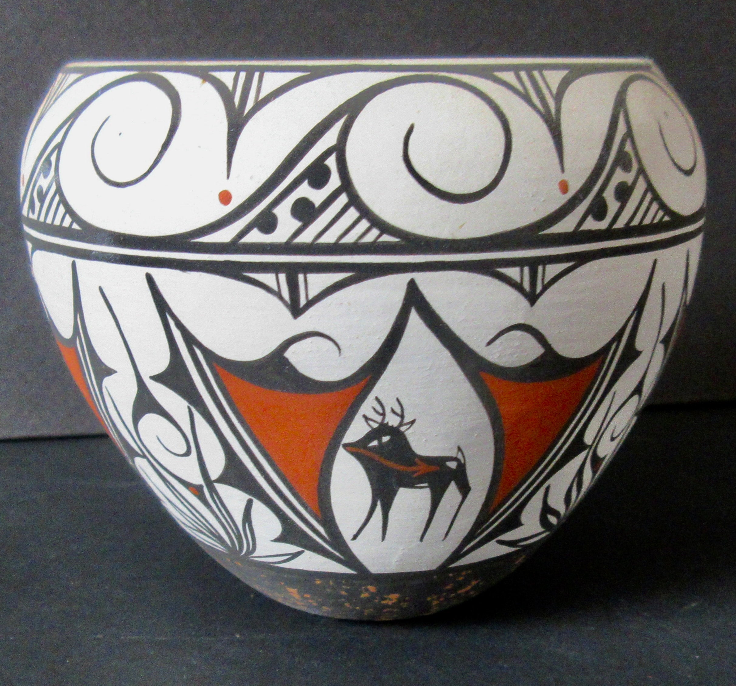 4 elk/exquisite Zuni Pot: Priscilla Peynetsa, Zuni | American Native ...