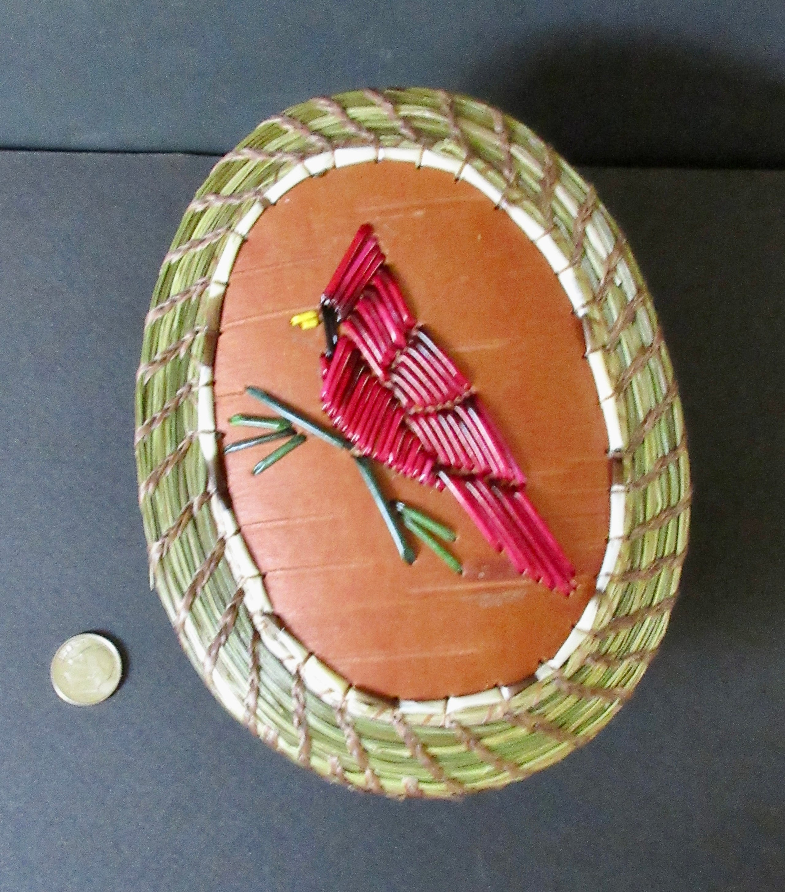Cardinal of porcupine quill, coil sweetgrass basket: Paul St John ...