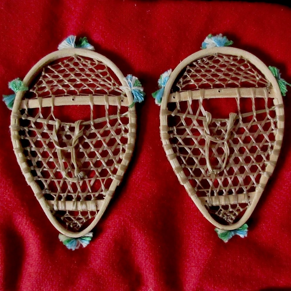 Vintage Miniature Cree Bear Paw Snowshoes | American Native Arts & Antiques