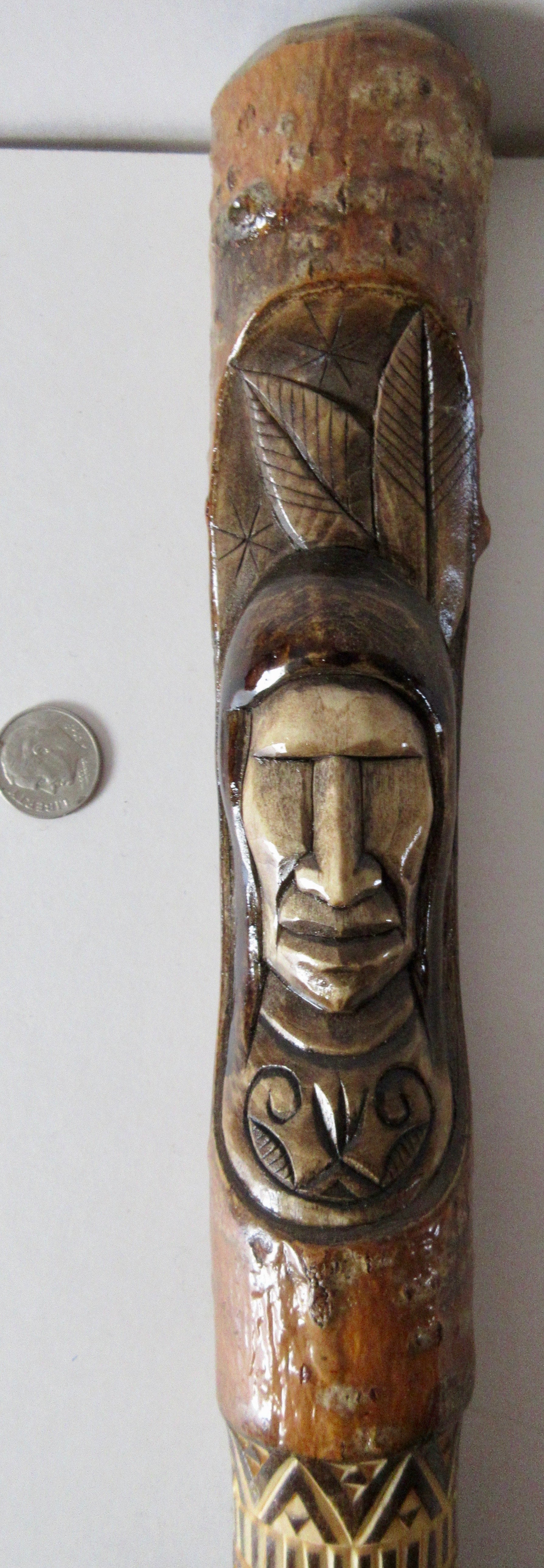 Brave's Face Talking Stick w/Stars & Flower - | American Native Arts ...